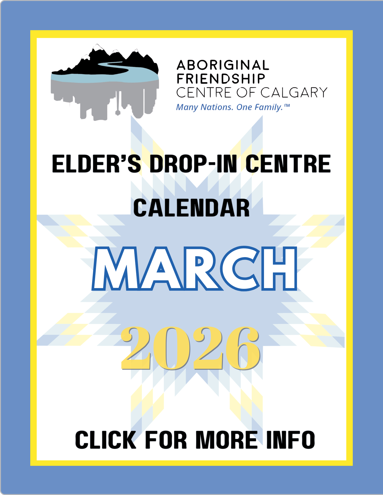 March 2026 Calendar: AFCC Elders Drop-In Centre